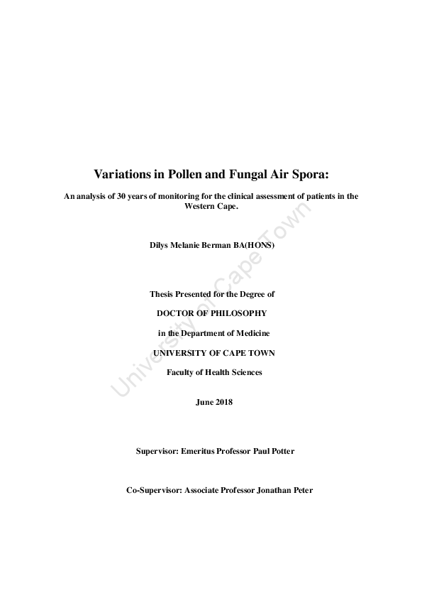 (PDF) Variations in pollen and fungal spore air spora: an analysis of ...