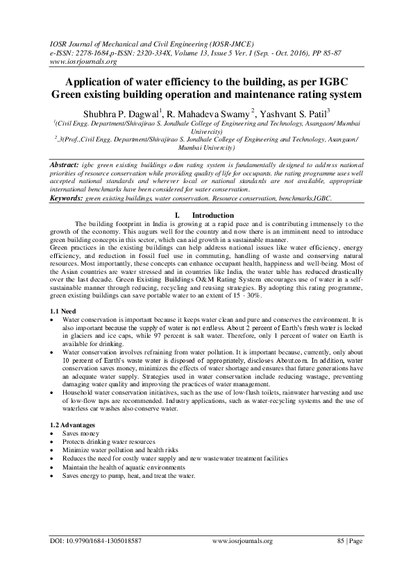 (PDF) Application of water efficiency to the building, as per IGBC ...