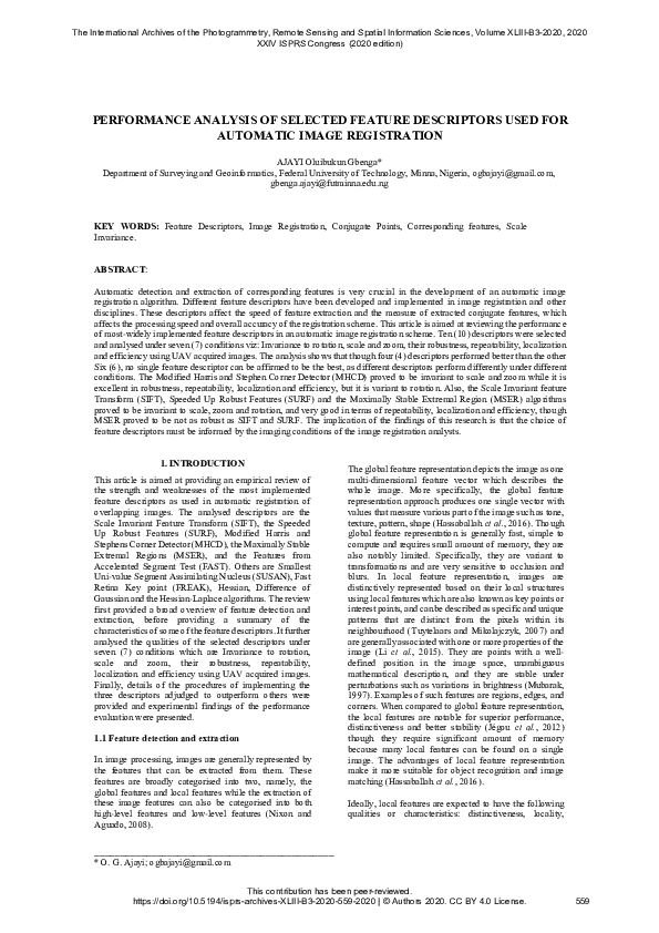 Pdf Evaluating Feature Descriptors For Image Registration