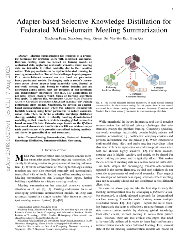 (PDF) Adapter-based Selective Knowledge Distillation for Federated Multi-domain Meeting ...
