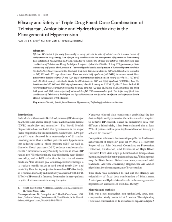 (PDF) Efficacy and Safety of Triple Drug Fixed-Dose Combination of ...