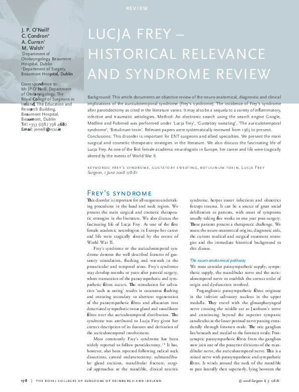 (PDF) Lucja Frey — historical relevance and syndrome review