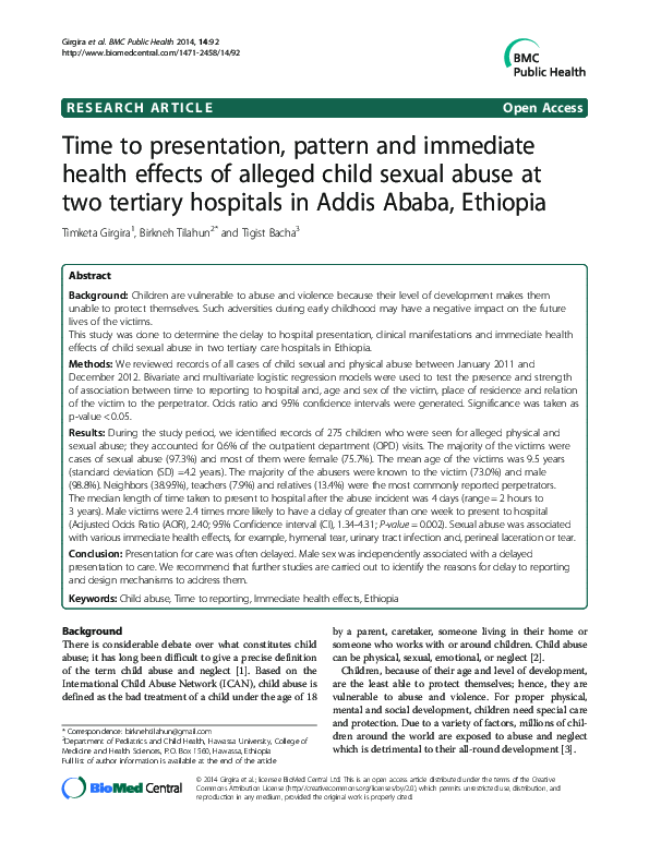 (PDF) Time to presentation, pattern and immediate health effects of ...