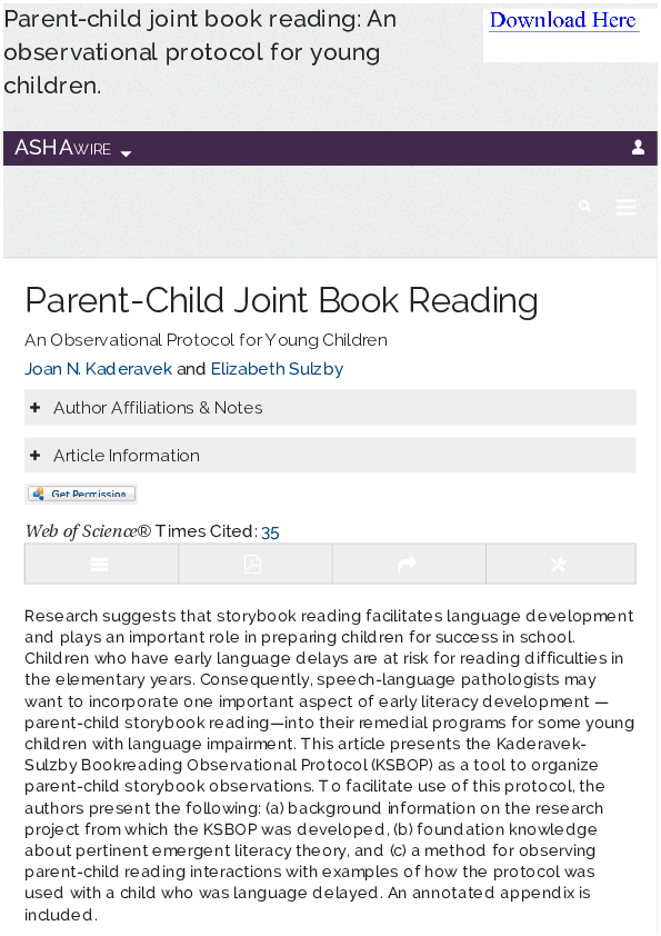 (PDF) Parent-Child Joint Book Reading