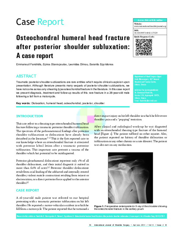 (PDF) Osteochondral humeral head fracture after posterior shoulder ...