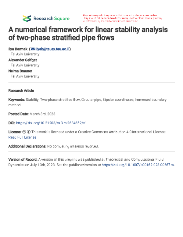 (PDF) A numerical framework for linear stability analysis of two-phase ...