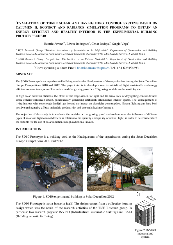 (PDF) Evaluation of three solar and daylighting control systems based ...