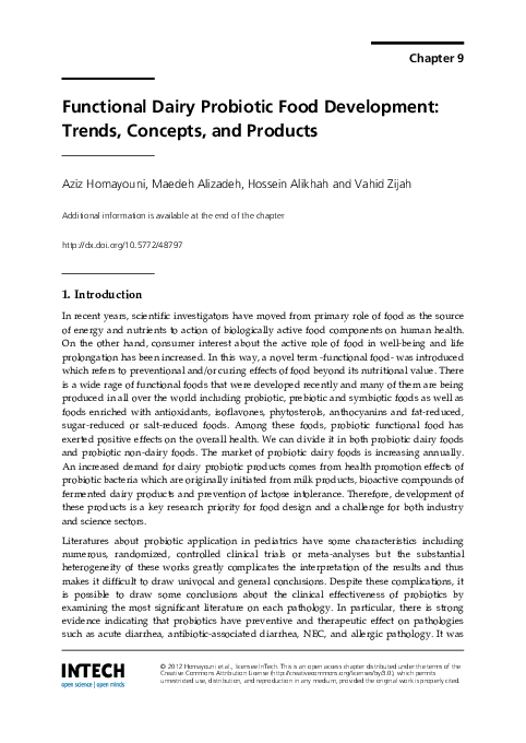 (PDF) Trends in Functional Probiotic Dairy Foods