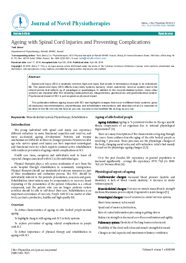 (PDF) Ageing with Spinal Cord Injuries and Preventing Complications