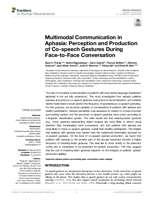 (PDF) Multimodal Communication in Aphasia: Perception and Production of ...