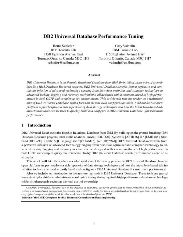 (PDF) DB2 universal database performance tuning