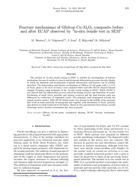 (PDF) Fracture mechanisms of Glidcop Cu-Al2O3 composite before and ...