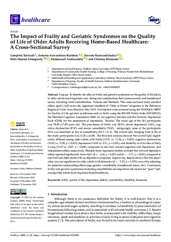 (PDF) The Impact of Frailty and Geriatric Syndromes on the Quality of ...