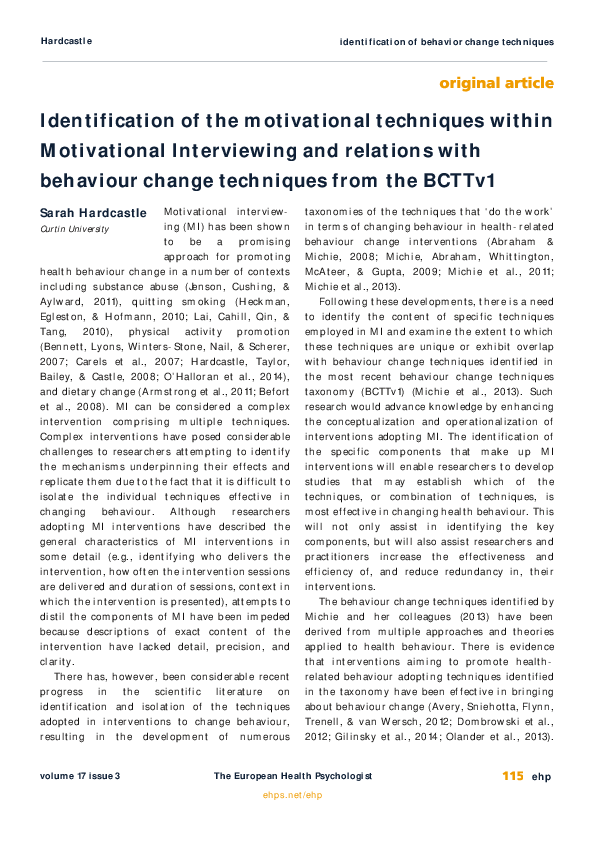 (PDF) Identification of motivational techniques within Motivational ...