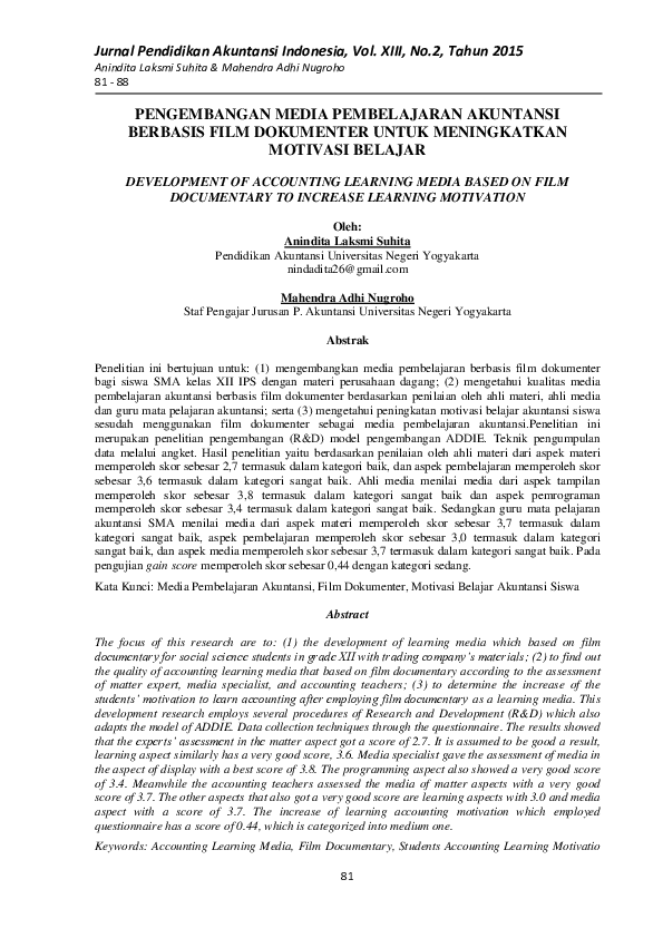 (PDF) Pengembangan Media Pembelajaran Akuntansi Berbasis Film Dokumenter Untuk Meningkatkan ...