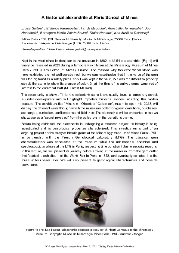 (PDF) A historical alexandrite at Paris School of Mines