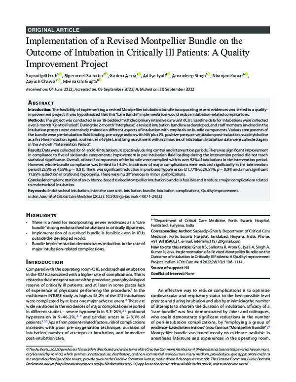 (PDF) Implementation of a Revised Montpellier Bundle on the Outcome of ...