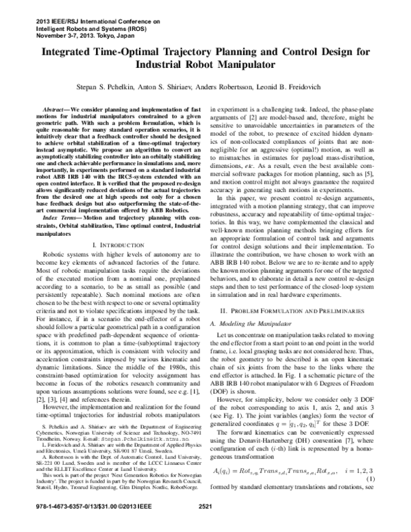 (PDF) Integrated time-optimal trajectory planning and control design for industrial robot ...