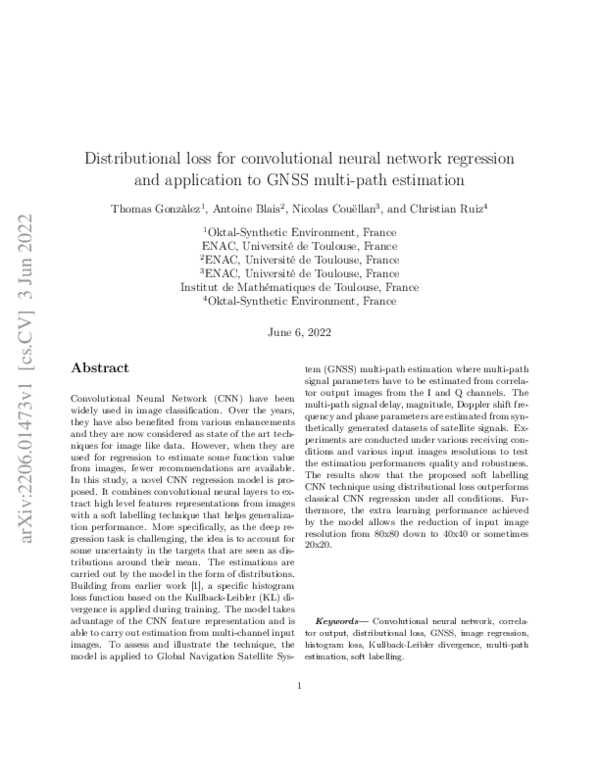 (PDF) Distributional loss for convolutional neural network regression and application to GNSS ...