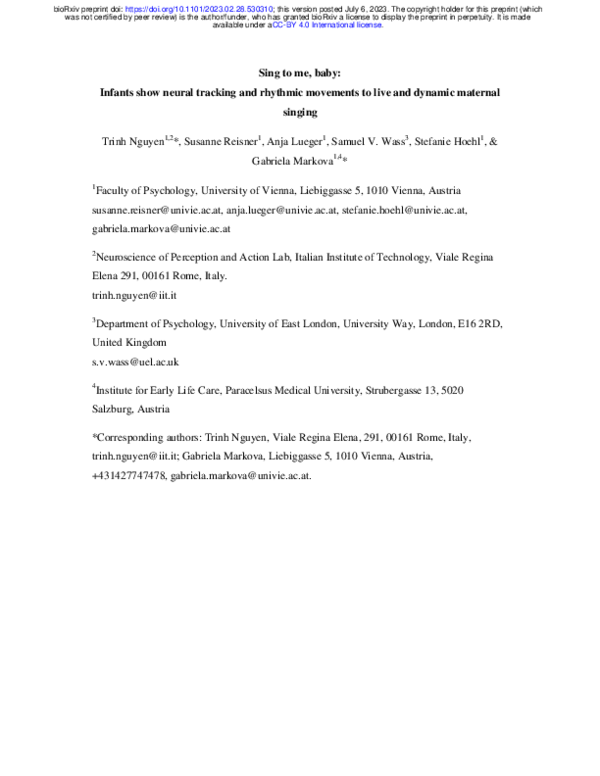 (PDF) Sing to me, baby: Infants show neural tracking and rhythmic ...