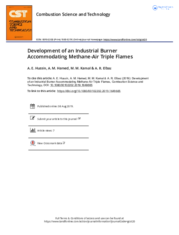 (PDF) Development of an Industrial Burner Accommodating Methane-Air ...