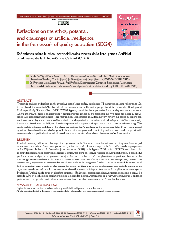 (PDF) Reflections on the ethics, potential, and challenges of ...