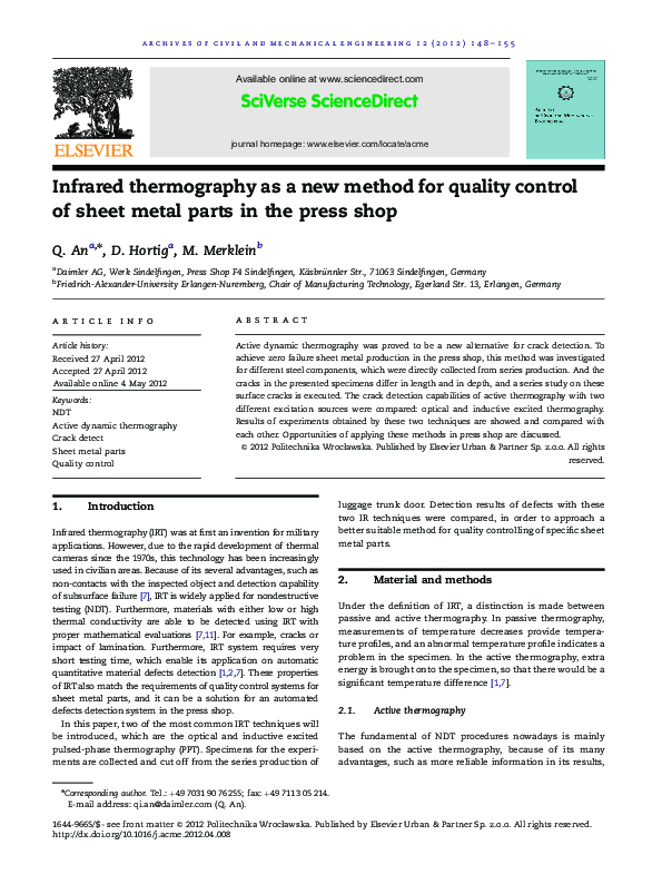 (PDF) Infrared thermography as a new method for quality control of ...