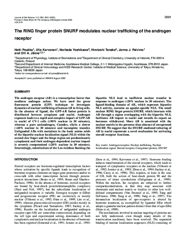 (PDF) The RING finger protein SNURF modulates nuclear trafficking of ...