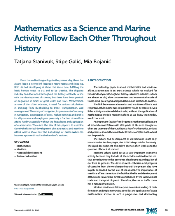 (PDF) Mathematics as a Science and Marine Activity Follow Each Other ...