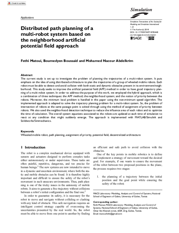 (PDF) Distributed path planning of a multi-robot system based on the neighborhood artificial ...