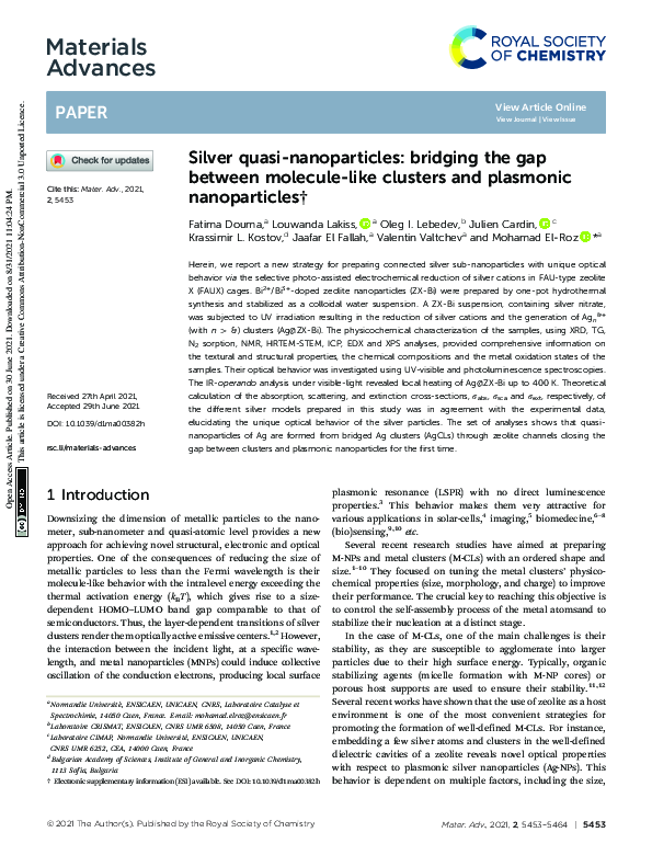 (PDF) Silver quasi-nanoparticles: bridging the gap between molecule ...