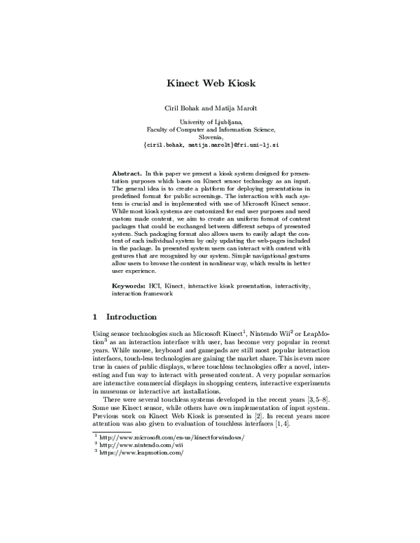 (PDF) Kinect Web Kiosk