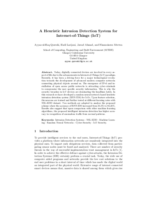 (PDF) A Heuristic Intrusion Detection System for Internet-of-Things (IoT)