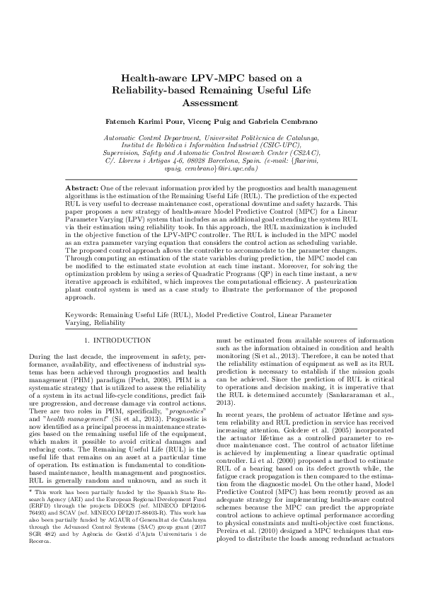 (PDF) Health-aware LPV-MPC based on a Reliability-based Remaining ...
