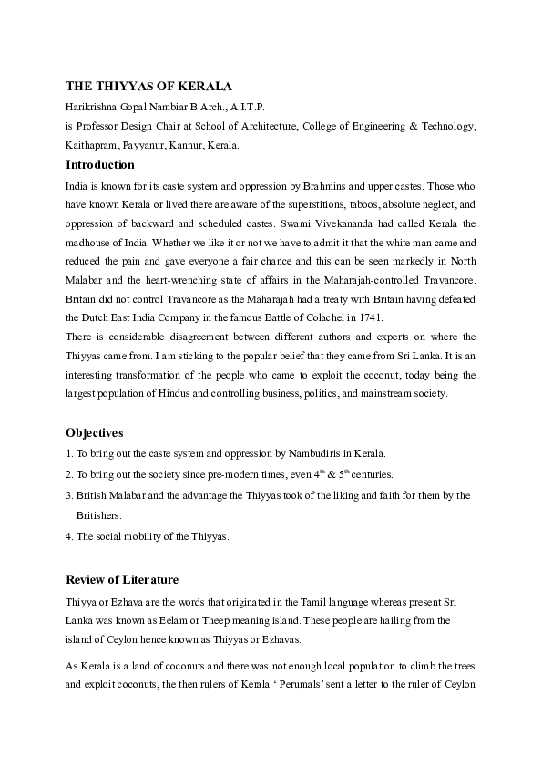 (DOC) THE THIYYAS OF KERALA