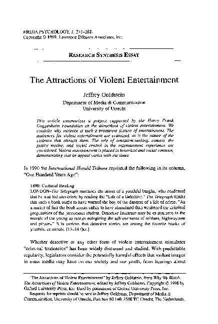 (PDF) The Attractions of Violent Entertainment