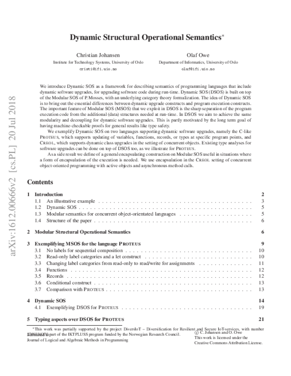 (PDF) Dynamic Structural Operational Semantics | Olaf Owe - Academia.edu