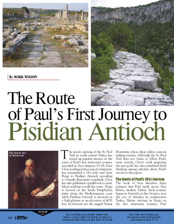 (PDF) The Route of Paul's First Journey to Pisidian Antioch