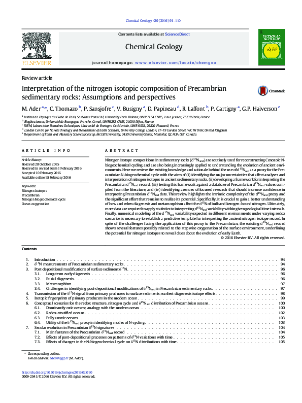 (PDF) Interpretation of the nitrogen isotopic composition of ...