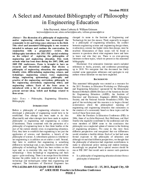 (PDF) A select and annotated bibliography of philosophy in engineering ...