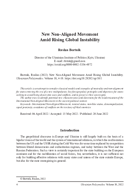 (PDF) New Non-Aligned Movement Amid Rising Global Instability