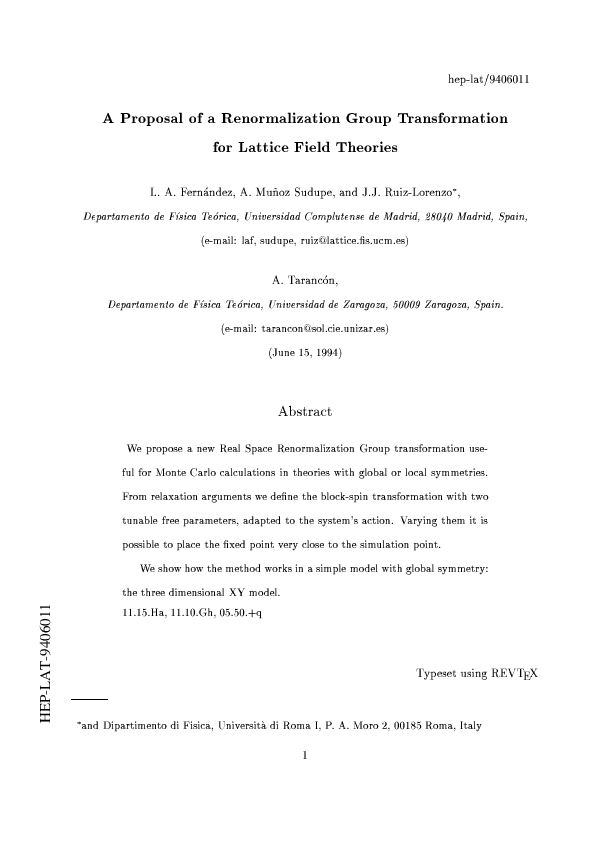 Pdf Proposal Of A Renormalization Group Transformation For Lattice