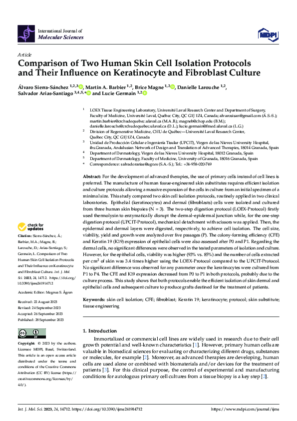 (PDF) Comparison of Two Human Skin Cell Isolation Protocols and Their ...