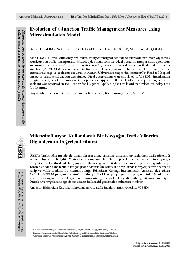 (PDF) Evolution of a Junction Traffic Management Measures Using Microsimulation Model