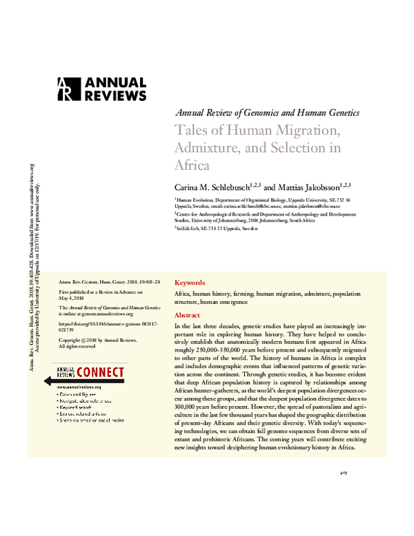 (PDF) Tales of Human Migration, Admixture, and Selection in Africa