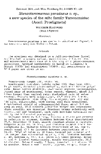 (PDF) Steneotarsonemus paradoxus n. sp., a new species of the mite ...