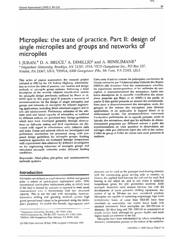 (PDF) Micropiles: the state of practice. Part II: design of single ...