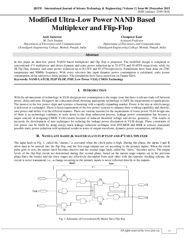 (PDF) Modified Ultra-Low Power NAND Based Multiplexer and Flip-Flop
