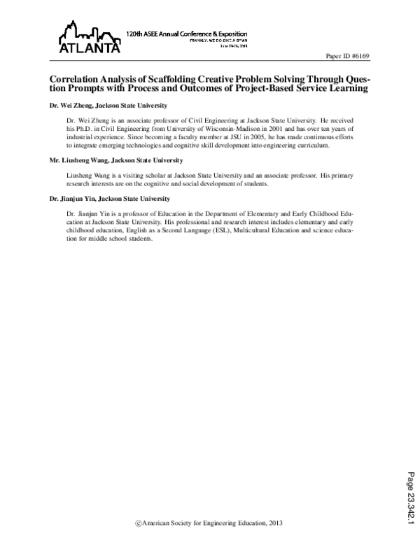 (PDF) Correlation Analysis of Scaffolding Creative Problem Solving Through Question Prompts with ...