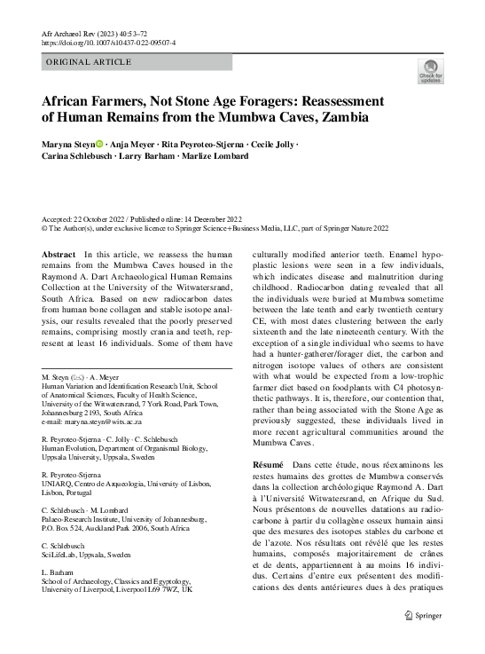 (PDF) African Farmers, Not Stone Age Foragers: Reassessment of Human ...